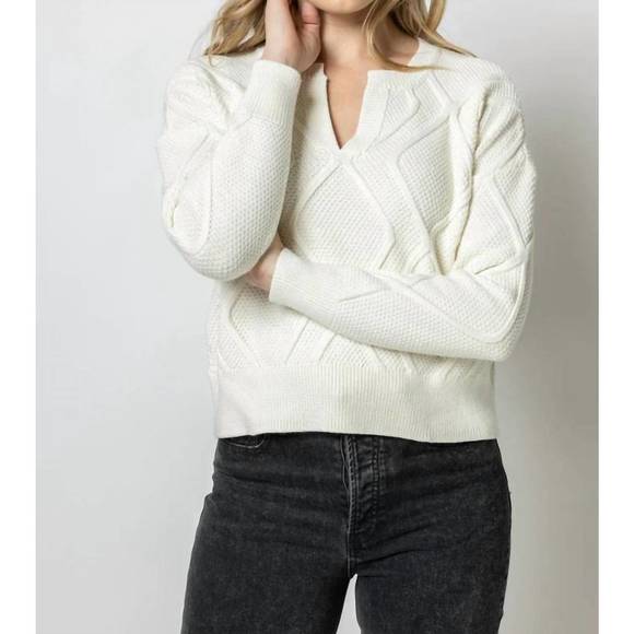 Lilla P | Sweaters | New Lilla P Mixed Stitch Split Neck Sweater In ...